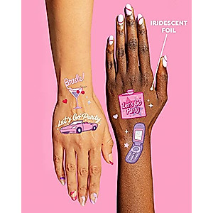 xo, Fetti Pink Bachelorette Temporary Tattoos - 46 Foil Styles | Bachelorette Party Decoration, Bach Party Favor, Girly Y2k, Cute