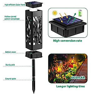TomCare Solar Lights Outdoor Flickering Flames Solar Pathway Lights Solar Powered Decorative Solar Garden Lights Waterproof Solar Torch Lights Outdoor Landscape Lighting for Yard Patio Walkway, 8 Pack
