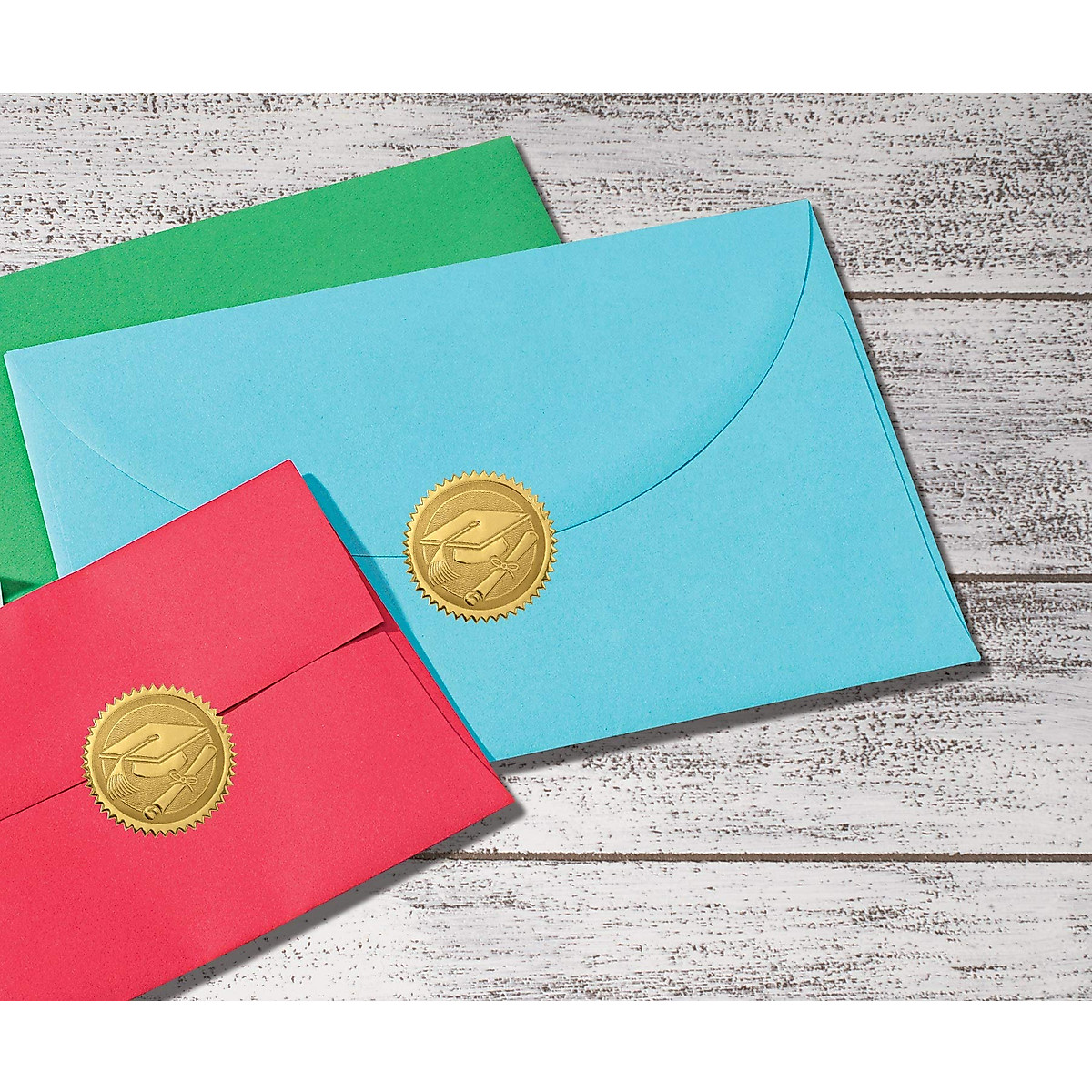 PaperDirect Embossed Graduation Cap and Diploma Gold Foil Certificate Seals, 2 Inch, Self Adhesive, 102 Count, Embossed Seals for Certificates, Achievement Award Stickers for School, Work, Diploma