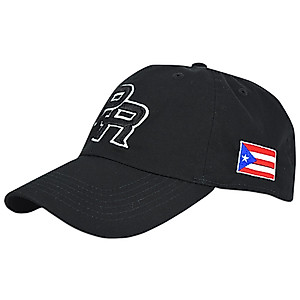 Puerto Rico PR Flag Hat Dad Embroidered Cap Baseball Curved Unstructured Bill (Black)
