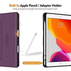 Fintie Folio Case for iPad 9th / 8th / 7th Generation (2021/2020/2019) 10.2 Inch - Multi-Angle Viewing Soft TPU Smart Stand Back Cover with Pocket, Pencil Holder, Auto Sleep/Wake, Purple