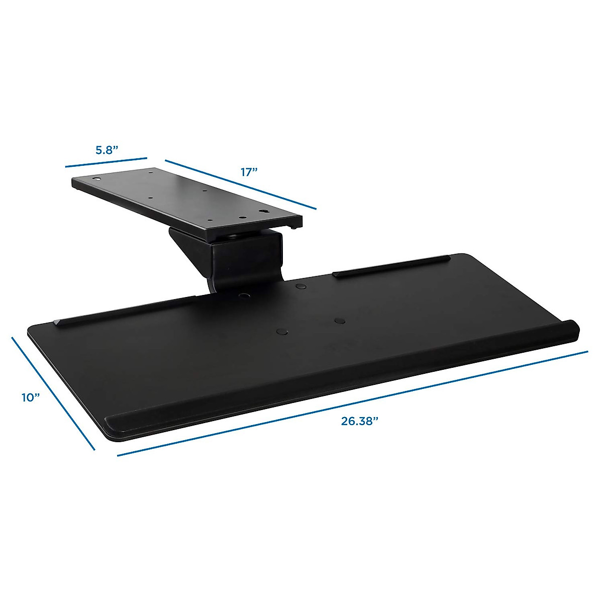 Mount-It! Under Desk Keyboard Tray and Mouse Platform, Ergonomic Computer Keyboard Drawer with Gel Wrist Pad, 17 inch Space Saving Track, Black (MI-7138)