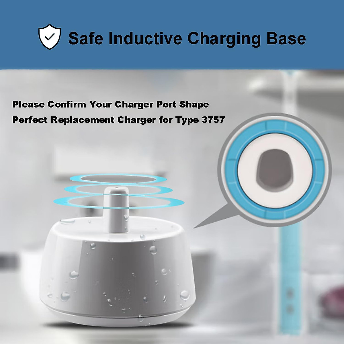 Toothbrush Charger for Oral-b Braun Electric Toothbrush,Inductive Replacement Charger Power Cord Fits Braun Oral-B Modle 3757, Portable Travel ABS Charging Base 110v-240v(US Plug)