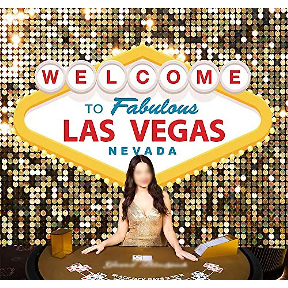 Welcome to Las Vegas Party Photography Backdrops 7x5ft Fabulous Casino Poker Movie Themed Photo Background Vintage Costume Dress-up Birthday Prom Ceremony Baby Shower Banner Supplies Props Vinyl