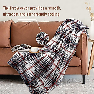 YAKEE Electric Blanket Throw Size 50" x 60", Fast Heated Blanket, Soft Warm Heating Blanket, Controllable Temperature and 3 Hours Auto-Shut-Off, Machine Washable, Blue & White Buffalo Plaid