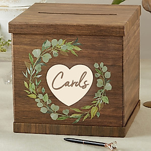 Kate Aspen Farmhouse Boho Brown Rustic Wood Wedding Card Box, Money Gift Boxes, Table Decoration (Collapsible)