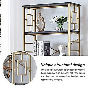 HOMISSUE Bookcase,6-Tier Tall Bookshelf Metal Bookcase and Bookshelves, Free Standing Storage Modern Bookshelf for Home Office Living Room and Bedroom, Black & Gold