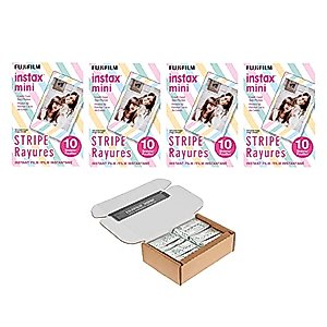 Fujifilm Instax Mini Stripe Instant Film 4 Packs of 10 = 40 Shots Bulk Pack