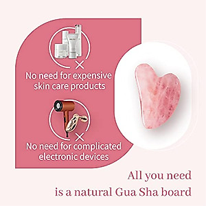 Rena Chris Rose Quartz Gua Sha, Natural Jade Facial Tools for SPA Acupuncture, Pink Stone for Body Face Neck and Eye, Skin Care Gift for Woman