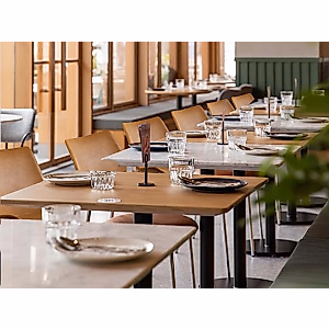 AmoUnico Dining Chairs, Modern PU Leather Dining Room Chair with Sturdy Metal Legs, Upholstered Seat Dinner Chairs Accent Side Chairs for Indoor Kitchen Living Room (Brown, Set of 4)