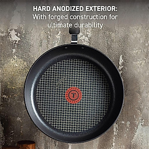 T-fal Ultimate Hard Anodized Nonstick Fry Pan Set 8, 10.25, 12 Inch Oven Safe 400F, Lid Safe 350F Cookware, Pots and Pans, Dishwasher Safe Black