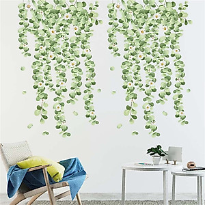 Hanging Vine Ivy Daisy Wall Decals Flower Wall Stickers Bedroom Living Room TV Wall Door Decor Murals (Hanging Vine Ivy Daisy)