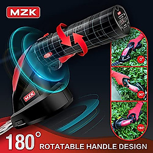 MZK 7.2V Cordless Grass Shear & Hedge Trimmer - 2-in-1 Electric Shrub Trimmer/ Handheld Hedge Cutter/ Grass Trimmer/ Hedge Clipper with Removable Battery and Charger