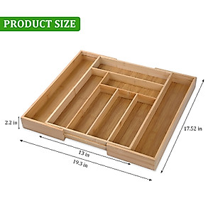 Lorena Bamboo Expandable Drawer Organizer for Kitchen Drawers, Kitchen Utensil Organizer, Flatware & Cutlery Organizer