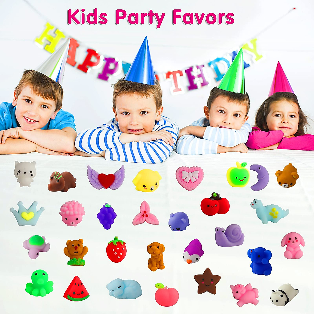 100Pcs Party Favors For Kids 4-8, Mochi Squishy Toy Treasure Box Toys For Classroom Prizes Kawaii Squishies Stress Relief Squishy Fidget Toys For Girls 8-12 Goodie Bag Pinata Stuffers Party Favors Bag