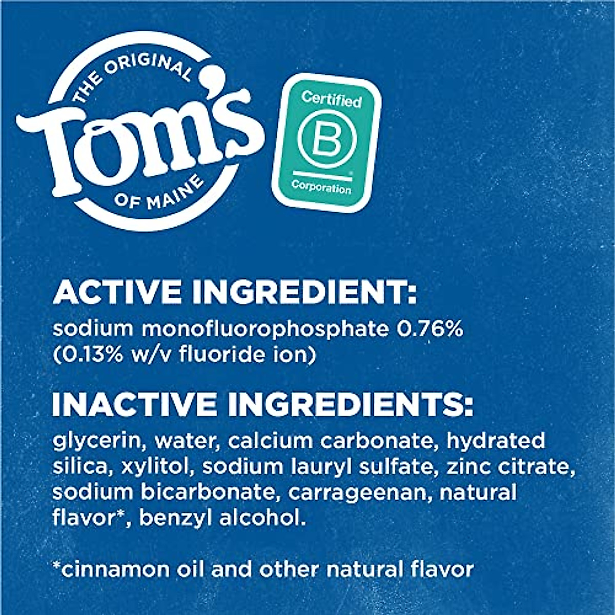 TOMS OF MAINE Cinnamon Clove Whole Care Toothpaste, 4 OZ