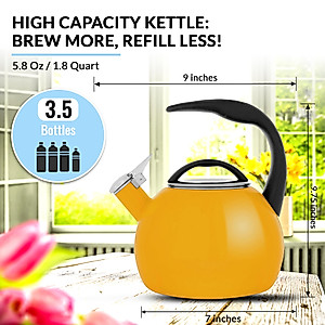 Chantal Anniversary Enamel on Steel Whistling Teakettle, 2 Quart, Marigold