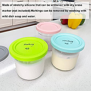 CUTIECLUB 4PCS Ice Cream Pints Containers with Lids and Stainless Steel Ice Cream Scoop Set for Ninja Creami, Compatible with NC299AMZ & NC300s Series Creami Ice Cream Makers