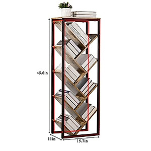 Cutogxon Tree Bookshelf - 9 Tier Floor Standing Tree Bookshelf for CDs/Movies/Books, Small Bookshelf for Small Spaces Bookshelves Wooden Book Storage Organizer Shelves for Bedroom Living Room