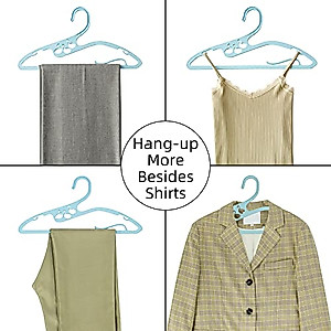 HongFeng Plastic Hangers,Heavy Duty Durable Coat and Clothes Hangers,Lightweight Space Saving Non Slip Hangers (Blue,30 Pack)