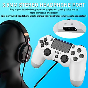 2 Pack Wireless Controller for PS4 Controller,Wiv77 Gaming Controller for Playstation 4 Controller with Headphone Jack/Long Battery Life,Pa4 Controller/Control/Remote/Mando for PS4/Slim/Pro,Blue White