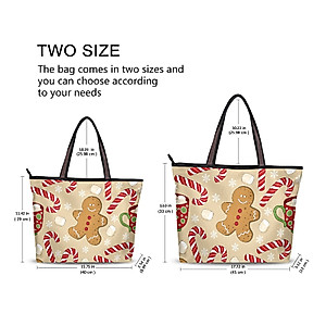 KFBE Christmas Gingerbread Women Tote Bags Snowflake Top Handle Satchel Handbags Purse Shoulder Bag for Shopping M 2080395