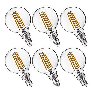 FLSNT G16.5 Dimmable LED Candelabra Bulbs 60W Equivalent, LED E12 Chandelier Light Bulbs, 550LM, CRI90, 5.5W, AC 120V, 6 Pack, 2700K Soft White