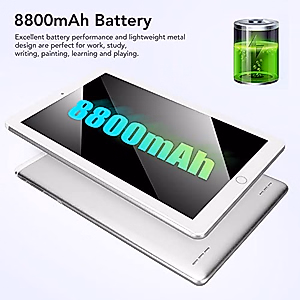 HD Tablet, 6GB RAM 128GB ROM 13MP Camera 100240V 8800mAh Battery Silver Home Tablet (US Plug)