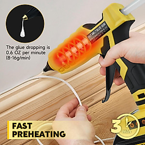 Cordless Glue Gun, for DeWalt Dual-Power Hot Glue Gun, Fast Heating 100°C-200°C Temp Adjust LCD Digital Display with Plug, 10Pcs 11mm Full Size Glue Sticks for Arts&Crafts&DIY(Tool Only)