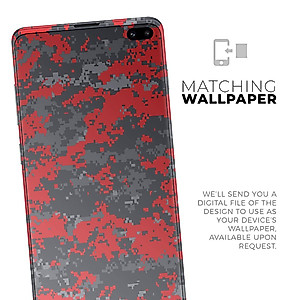 DesignSkinz Red and Gray Digital Camouflage Protective Vinyl Decal Wrap Skin Cover Compatible with The Samsung Galaxy S20 (Screen Trim & Back Glass Skin)