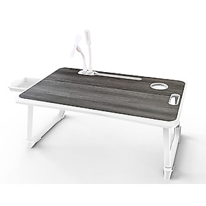 Tiovo Laptop Bed Desk, Portable Bed Table 4 USB Ports Laptop Stand Bed Lap Desk Tray Table with Foldable Legs Storage Drawer for Home Bed Couch Floor, Gray