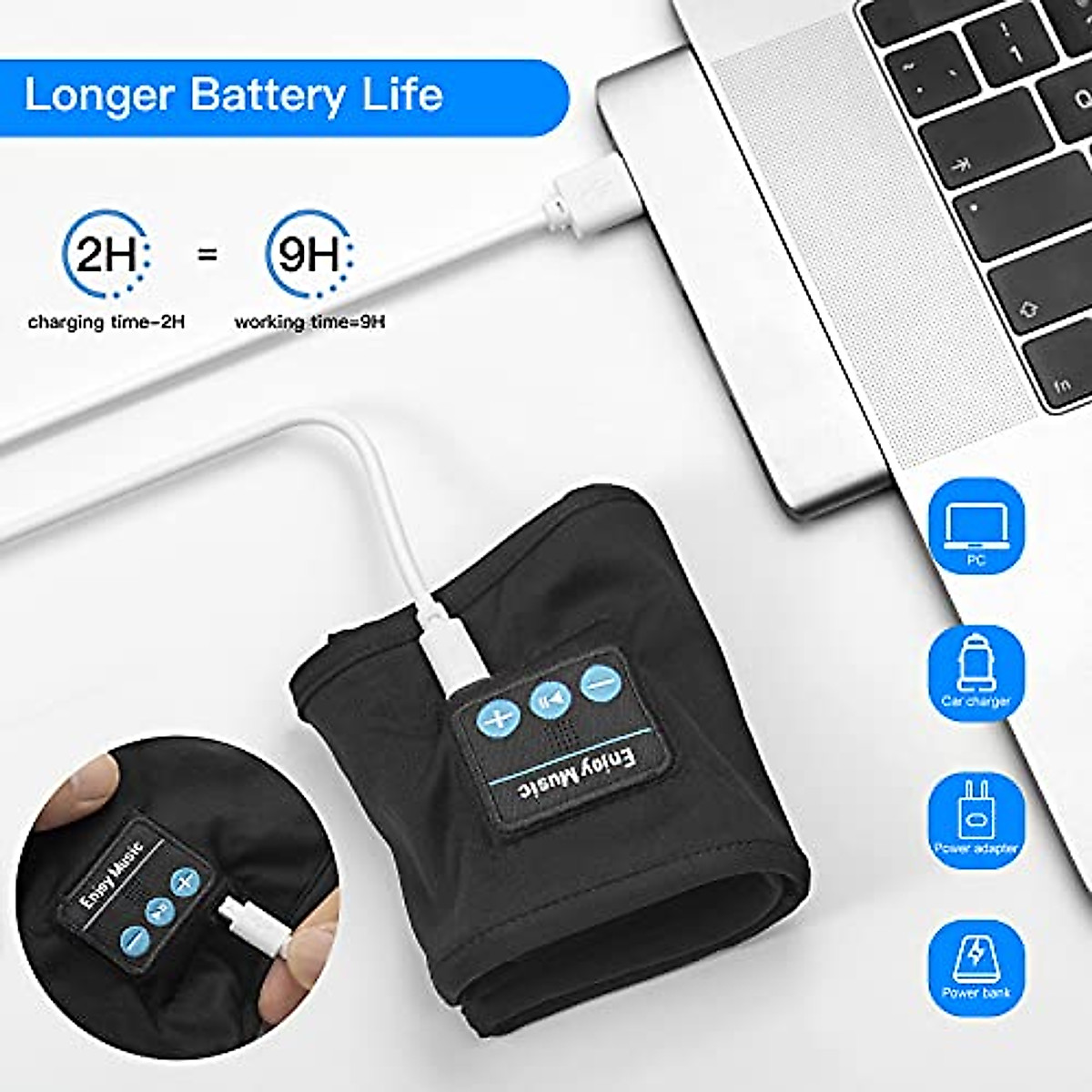 Sports Headbands Sleep Headphones Bluetooth Music Headband Wireless, Daifferchoi Soft Breathable Bluetooth Headbands with Long-Time Play for Workout, Jogging, Yoga,Travel, Running, Meditation--Grey