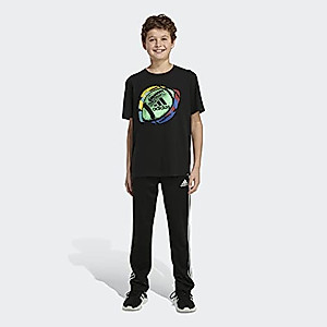 adidas Boys' Short Sleeve All Sport Tee, Black with Multicolor, X-Large (18/20)