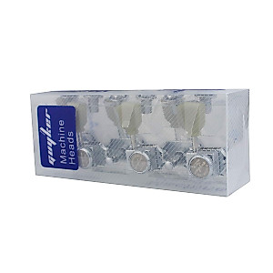 Guyker 6Pcs Guitar Locking String Tuning Pegs (3R + 3L) – 1:15 Vintage Deluxe Style Tuners Key Machine Heads Set with Keystone Knob Replacement for Les Paul Style Electric or Acoustic Guitar - Chrome