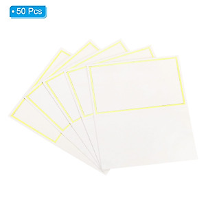 PATIKIL Tent Place Cards, 50pcs Greeting Cards 3.93 x 3.27inch Favor Decor Foldable Blank Card for Wedding Party DIY Table Name Place Cards Gold Tone White