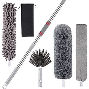 SetSail Dusters for Cleaning, 93 inches Thick Aluminum Duster with Extension Pole, With Washable Microfiber Duster, Cobweb Duster, Ceiling Fan Duster, Flat Gap Cleaning Duster for Household Cleaning