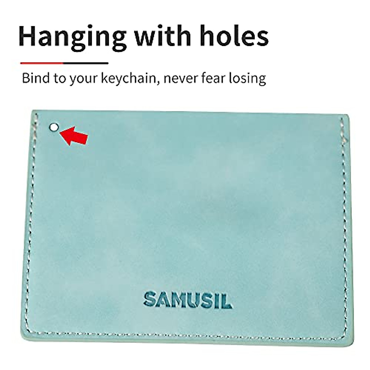 Samusil 2 pack Pu leather simple and lightweight wallet, 3.7" x 2.7", can hold 5 cards and cash.(Pink + lake blue) + black