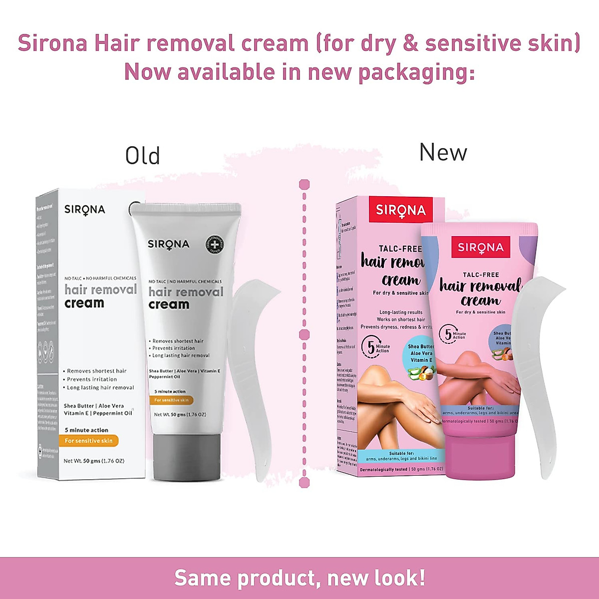 Sirona Hair Removal Cream, Sensitive Skin for Women - 1.76 Fl Oz | with Aloe Vera, Vitamin E & Shea Butter | Ideal for Bikini Line,Underarm, Legs
