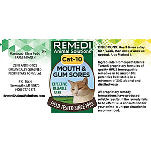 Homeopath Ellen's Turbo Cat-10 Mouth and Gum Sores by Remedi Animal Solutions ®