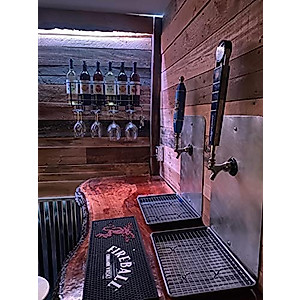 c2M Wall Mounted Wine Bottle & Glass Rack | Floating Wine Storage Shelf for 6 Bottles, 8 Glasses, & Opener | Timeless Compact Steel Design | Heavy Duty & Made in The USA - Silver