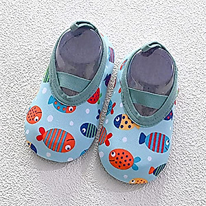 Lykmera Baby Floor Socks Shoes Kids Girls Boys Beach Shoes Cartoon Barefoot Socks Non-Slip Baby Walking Shoes Sneaker (Light Blue, 2-4 Years Little Kids)