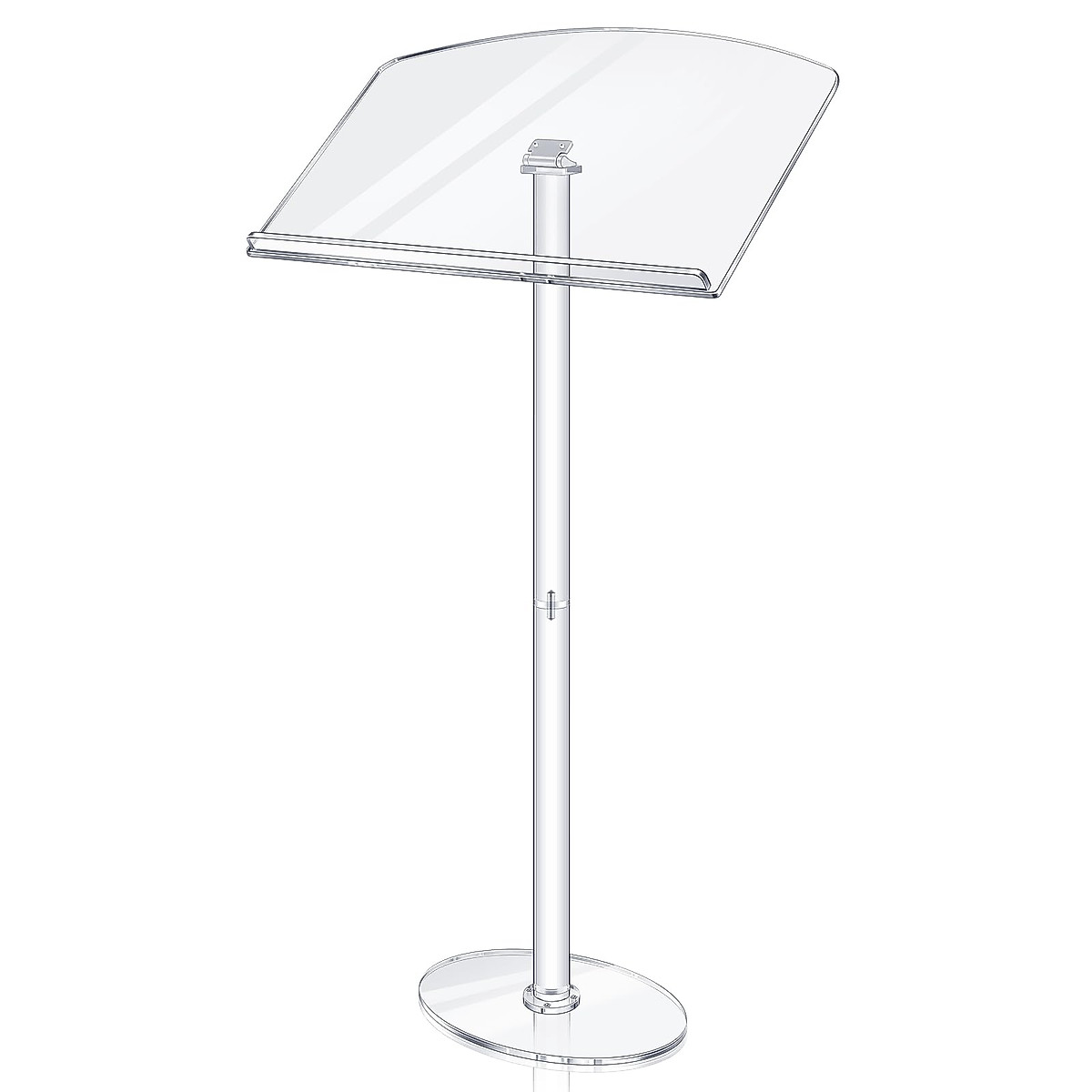 Barydat 23.6 x 15.7 x 43.3 Inch Pulpits for Churches Acrylic Podium Stand Angle Adjustable Clear Podium Portable Church Podium Modern Foldable Lectern for Weddings Classroom Church Concert Speech