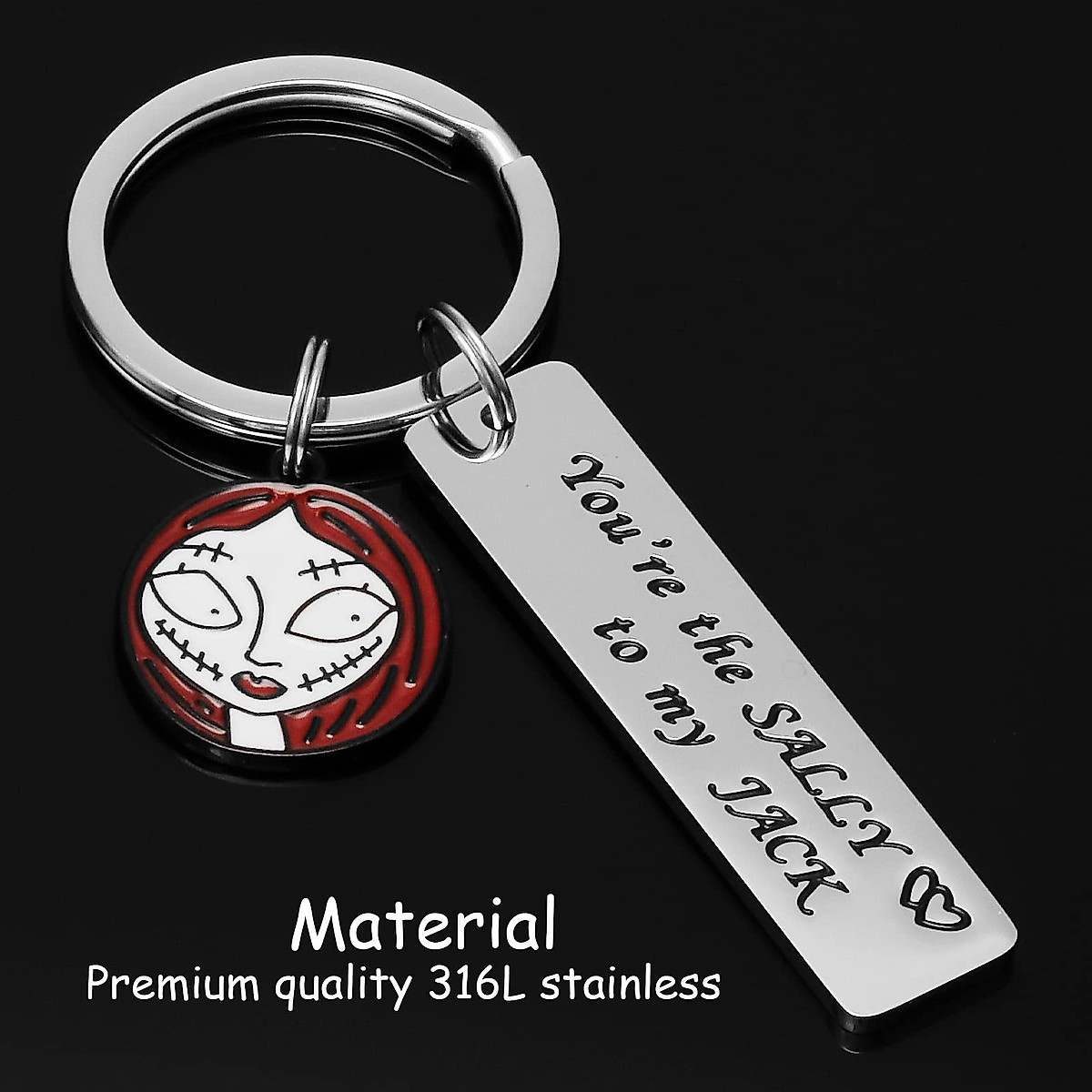 AHAETH Jack Skellington Gifts Keychian for Women Men Jewelry Jack Skeleton Stuff Ornaments Jack and Sally Keychains