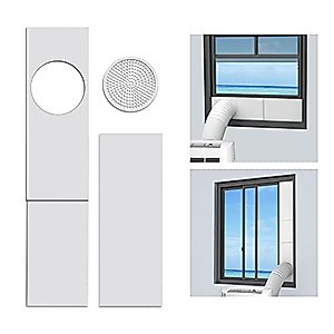 LBG Products Portable Air Conditioner Window Seal Plates Kit, Vertical AC Window Unit, Adjustable Seal AC Window Vent Kit for Exhaust Hose, Universal for Ducting with 5 inches Diameter