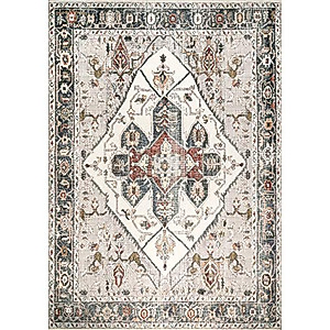 nuLOOM Mali Machine Washable Traditional Medallion Accent Rug, 2' x 3', Ivory