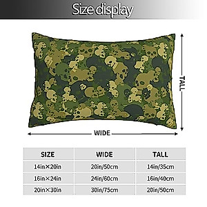 ALYYDFF Skull Military camo Camouflage Green Pillow Cover Rectangle Throw Pillow Case for Sofa Bed Chair Living Room Home Decor 20"x30"