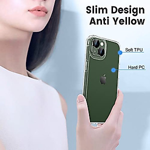 Maxdara [3 in 1 for iPhone 13 Case Clear, with Tempered Glass Screen Protectors + Camera Lens Protectors Slim Thin Shockproof Case for iPhone 13 6.1 Inch