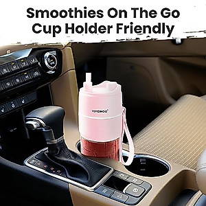 Pink Personal Blender - Portable Shakes & Smoothies Maker, 16 Oz, USB Rechargeable, Fresh Juicer