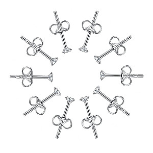 925 Sterling Silver Tiny 2mm Stud Earrings for Women: 5 Pairs Cartilage Helix Hypoallergenic Stud Earrings Clear Round CZ Stud Earrings Set for Women Multiple Piercing