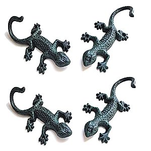 HWHP Zone - Wall Hooks Decorative Cast Iron Animal Gecko Shape Hooks Wall Mounted for Home Office Foyer Hallway Pool Garden Garage Indoor Outdoor Used, Hand Made, Gifts.